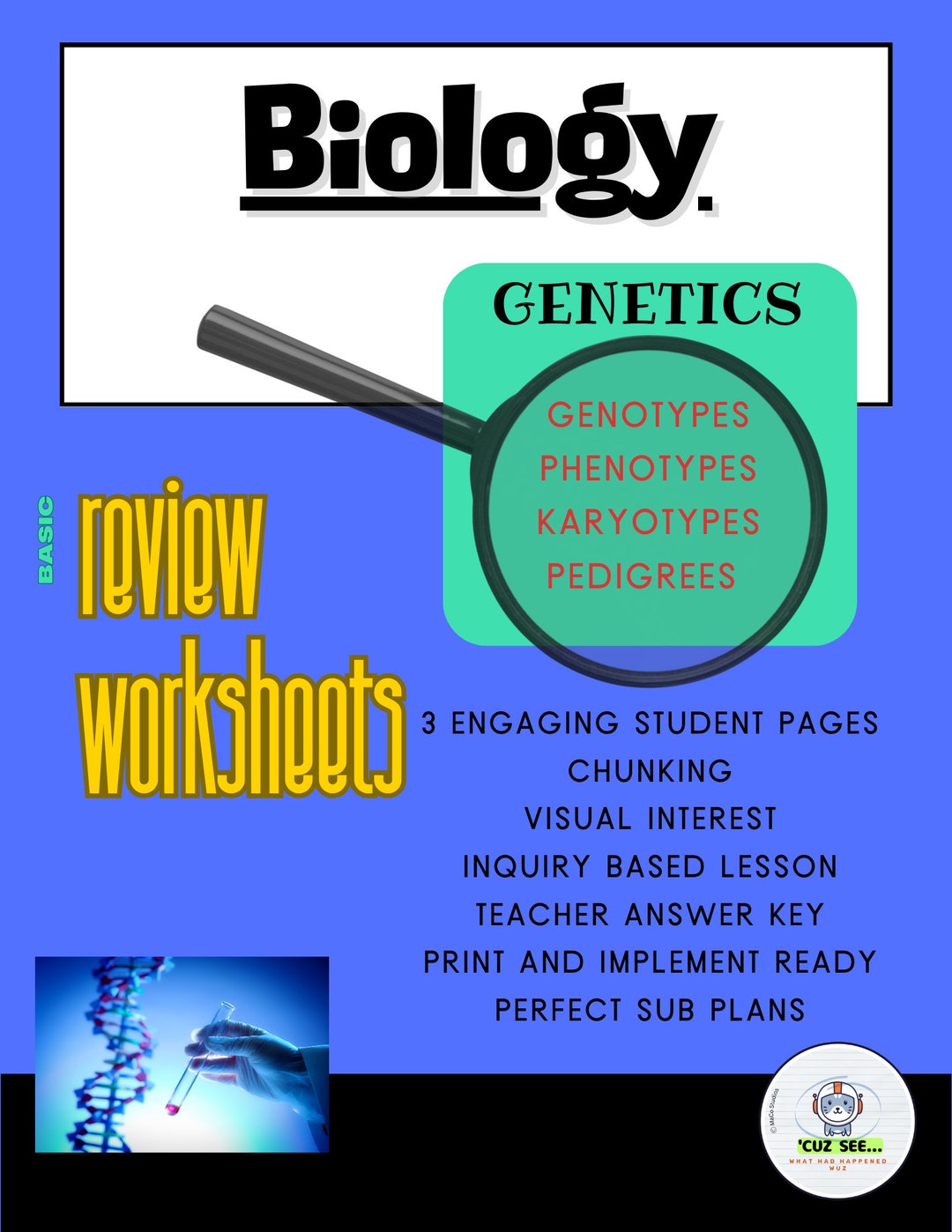 Biology Genetics Review Printable: Phenotypes, Genotypes, Karyotypes ...