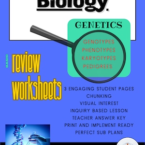 Biology Genetics Review Printable: Phenotypes, Genotypes, Karyotypes ...