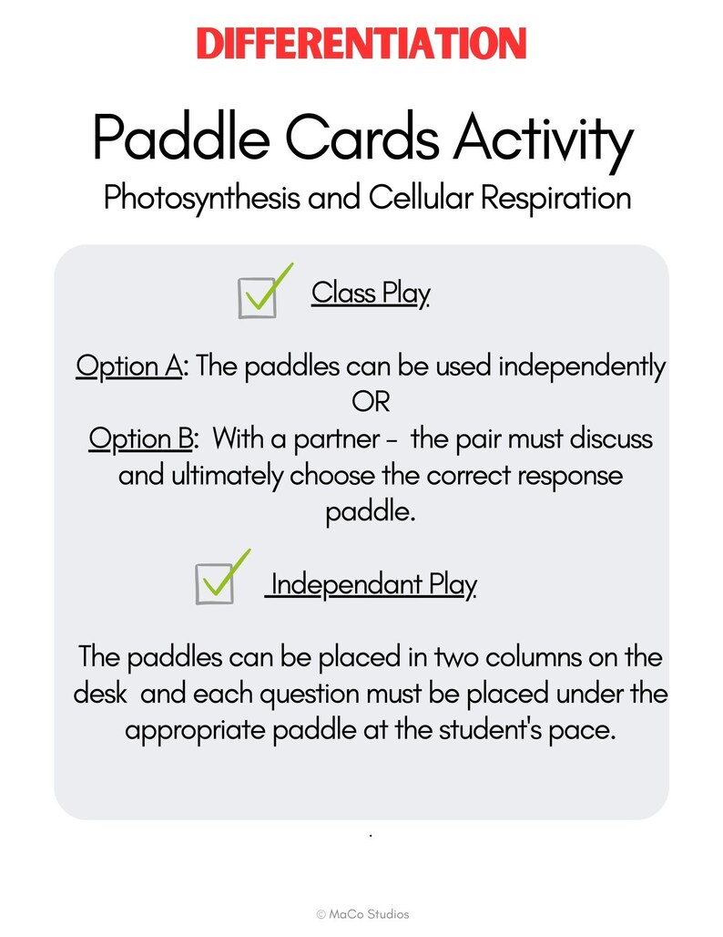 Photosynthesis and Cellular Respiration Review Activity - Etsy