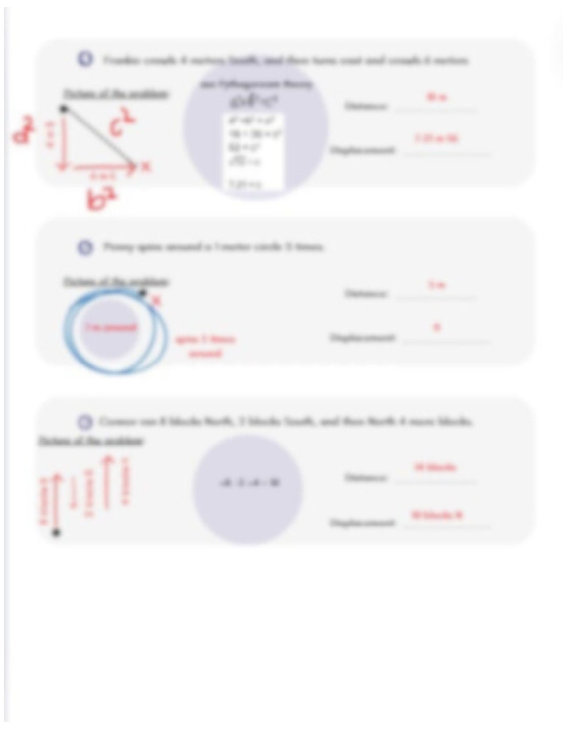 Physics Math Distance and Displacement Practice Problems Set #1 With ...