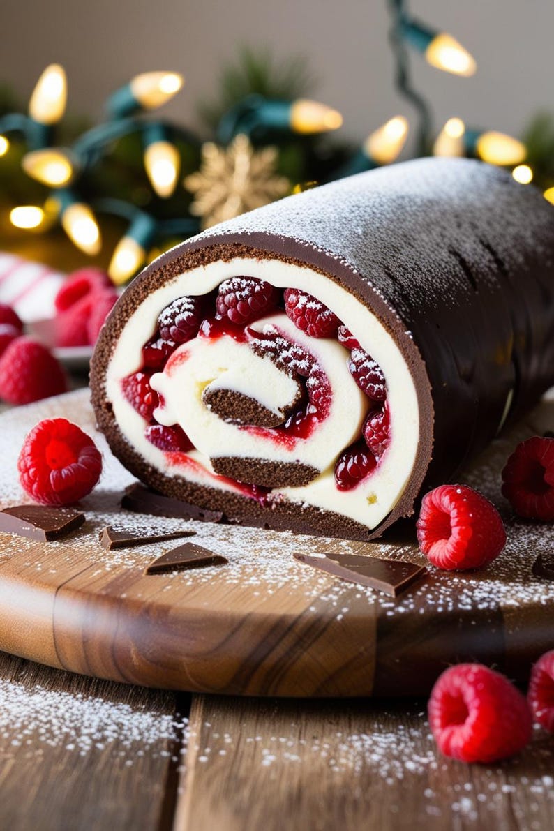 Raspberry Chocolate Yule Log Recipe | Elegant, Festive & Delicious - Etsy