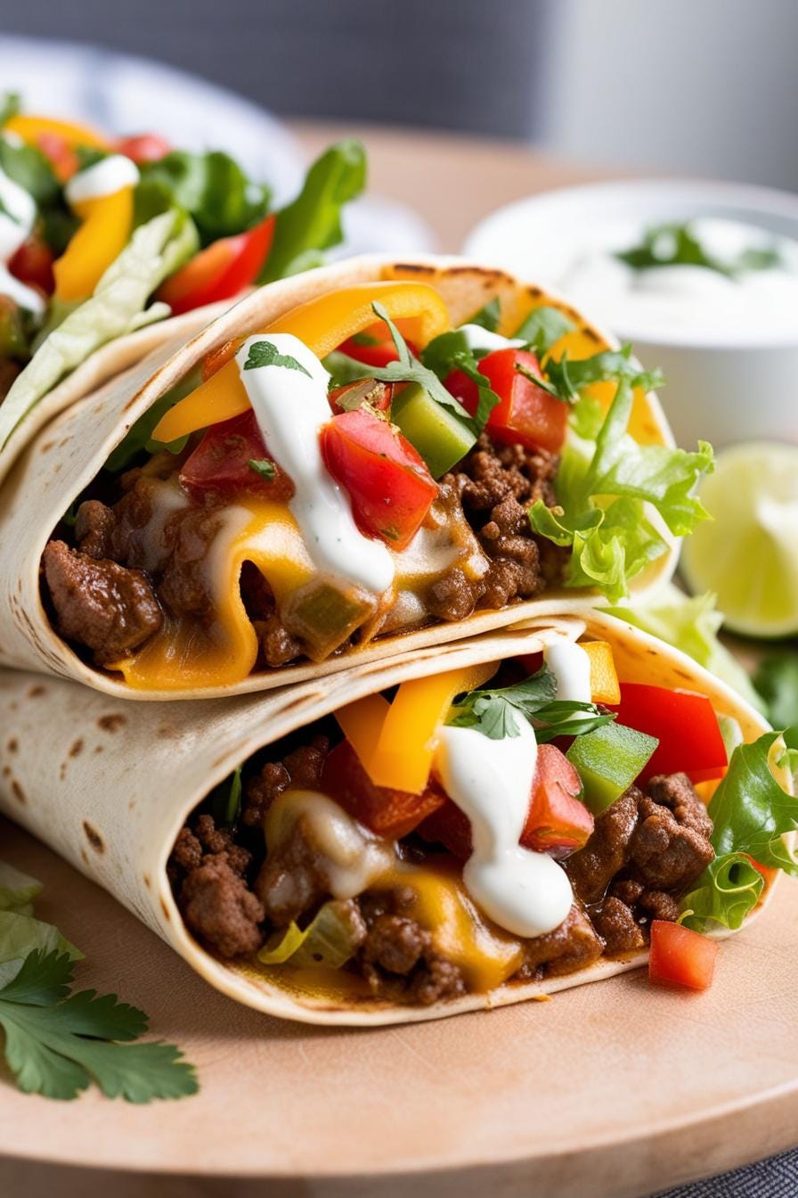 Cheesy Beef Fiesta Wraps Rezept | Leichtes Tex-Mex-Abendessen ...
