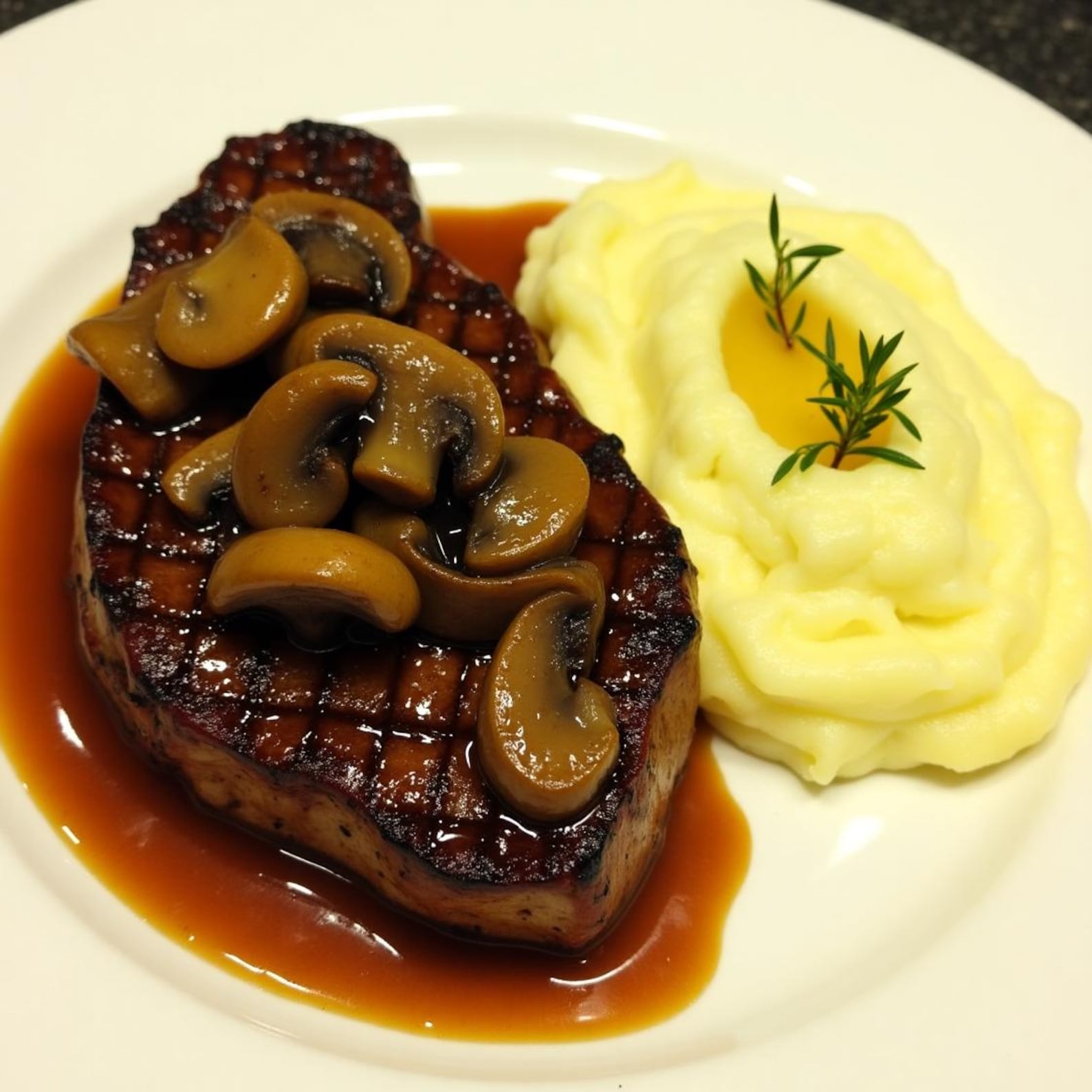 Steak With Mushroom Gravy & Creamy Mashed Potatoes Recipe | Hearty ...