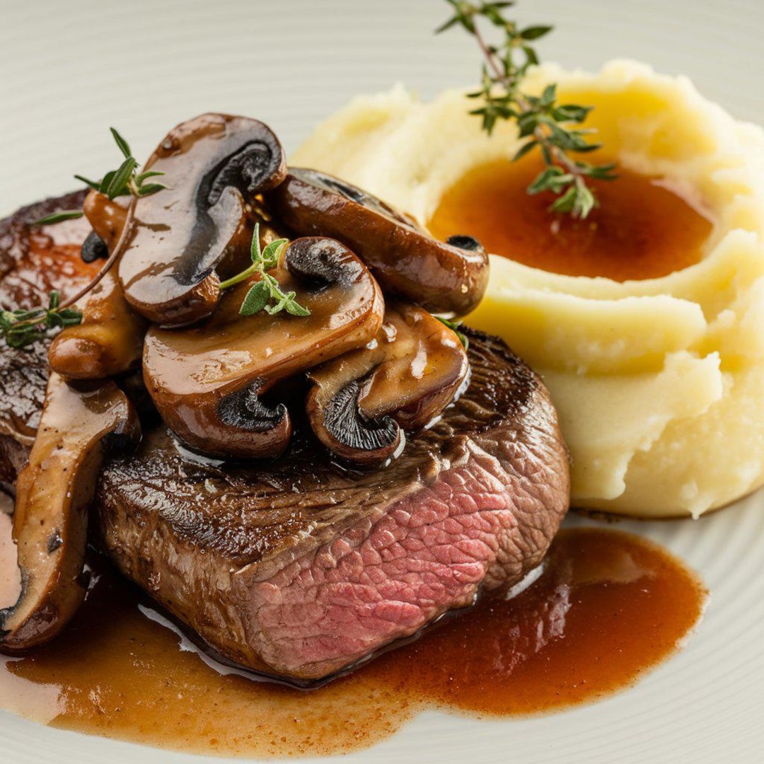 Steak With Mushroom Gravy & Creamy Mashed Potatoes Recipe | Hearty ...