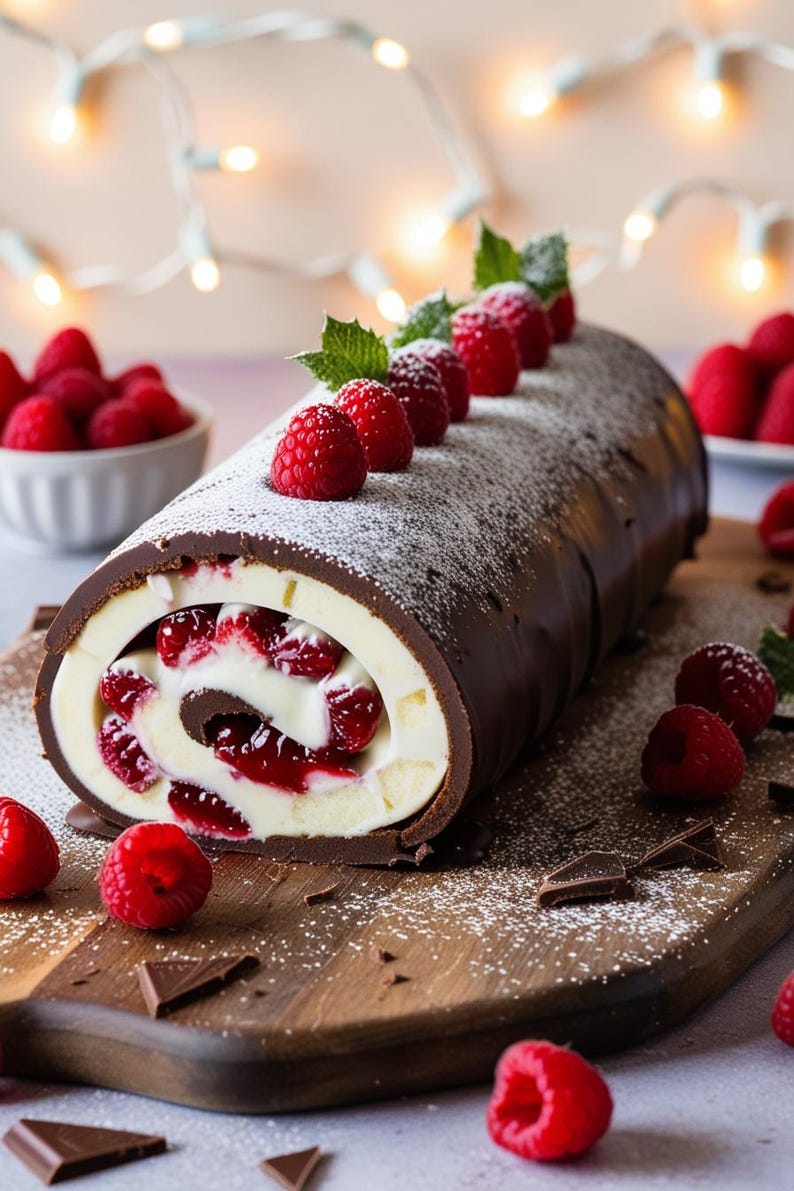 Raspberry Chocolate Yule Log Recipe | Elegant, Festive & Delicious - Etsy