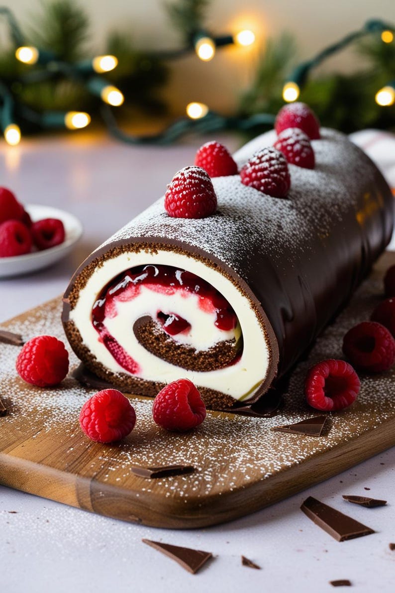 Raspberry Chocolate Yule Log Recipe | Elegant, Festive & Delicious - Etsy