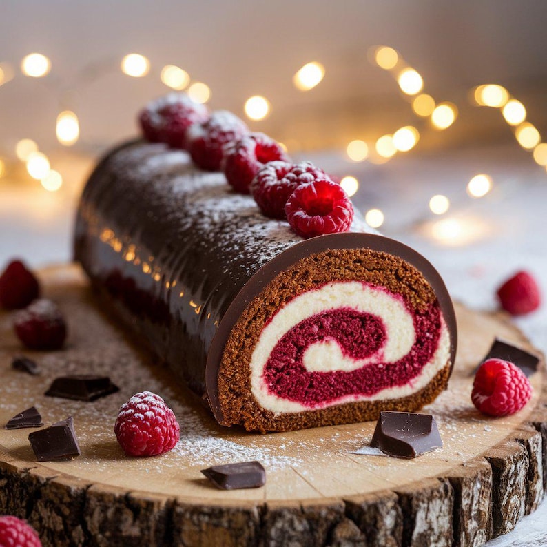 Raspberry Chocolate Yule Log Recipe | Elegant, Festive & Delicious - Etsy