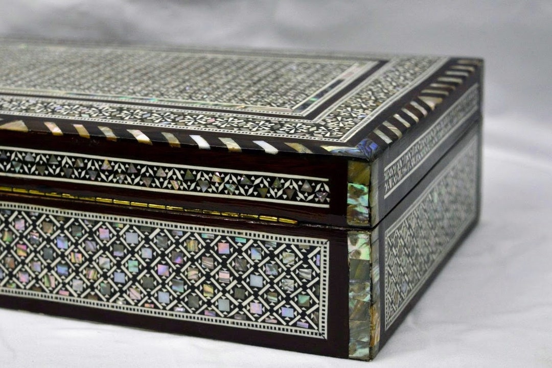 Arabesque Large Wooden Box, Mother of Pearl Jewelry Box, Unique Jewelry ...