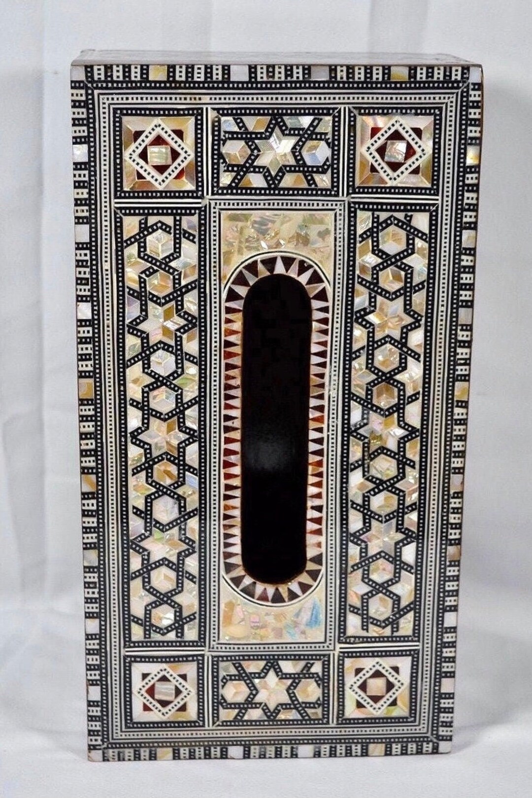 Handmade Mother of Pearl Tissue Box: Arabesque Mosaic Wooden Cover - Etsy