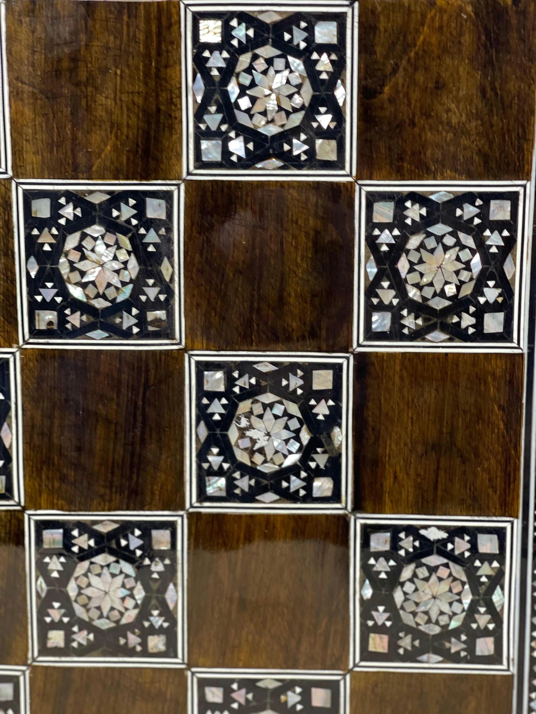 Luxury Arabesque Wooden Chess Set, Islamic Pattern Backgammon and ...