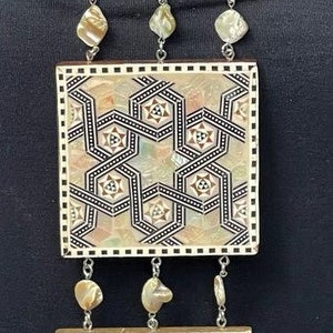 Arabesque Neckwear, Mosaic Mother of Pearl Necklace, Hangable Square ...