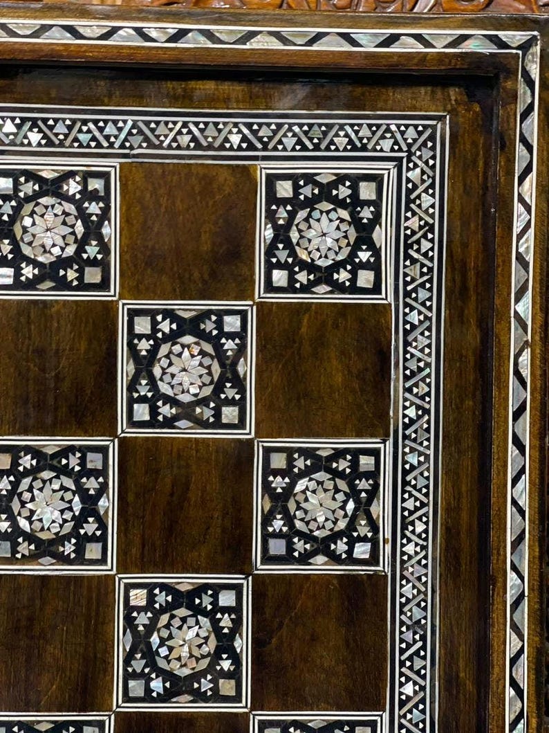 Luxury Arabesque Wooden Chess Set, Islamic Pattern Backgammon and ...
