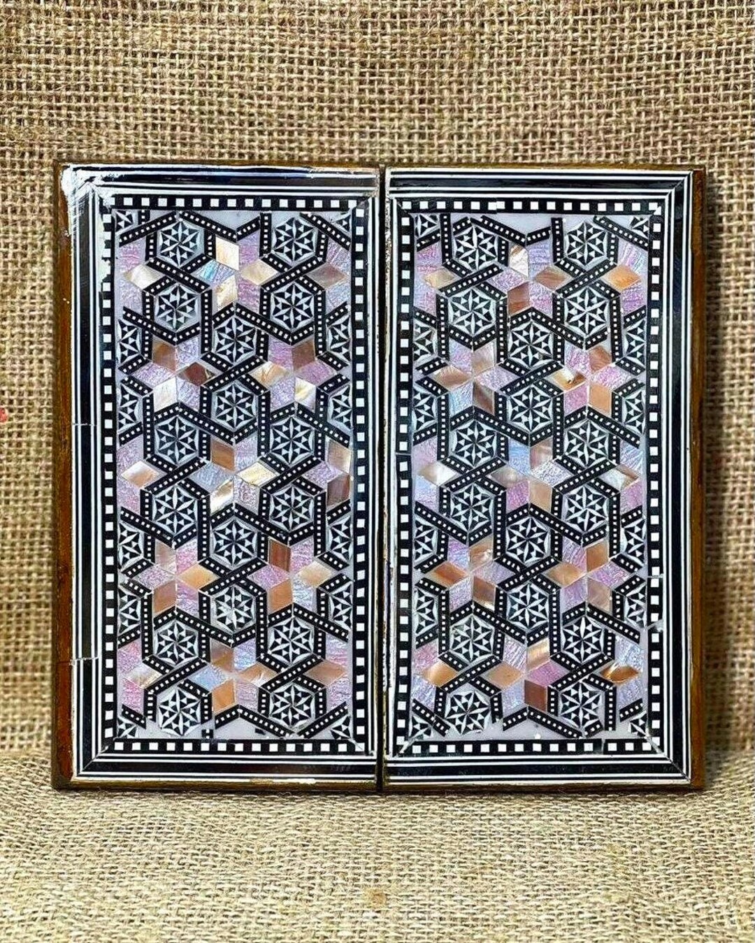 Mother of Pearl Pocket Backgammon Board, Handmade Mini Travel Set ...