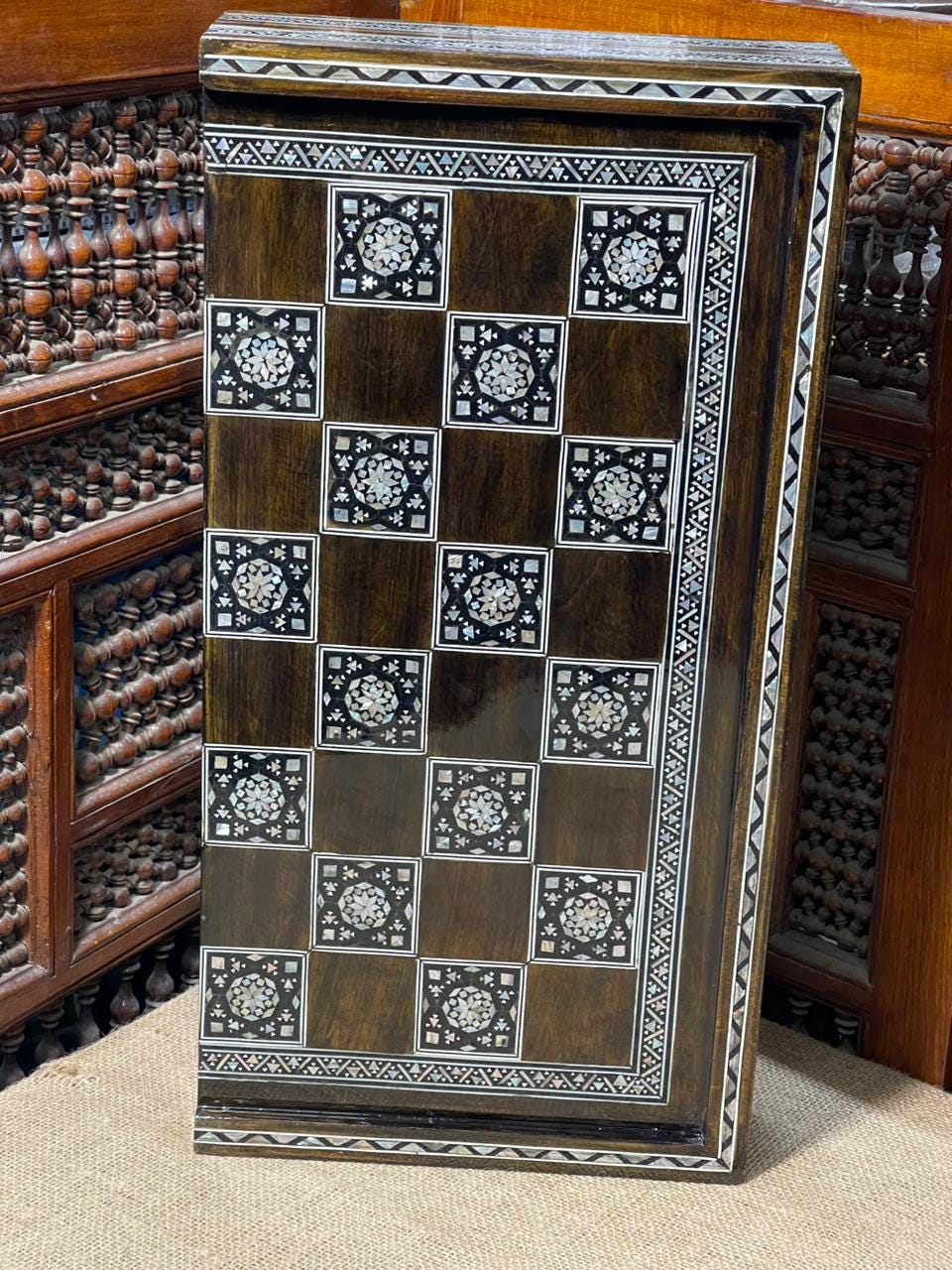Luxury Arabesque Wooden Chess Set, Islamic Pattern Backgammon and ...