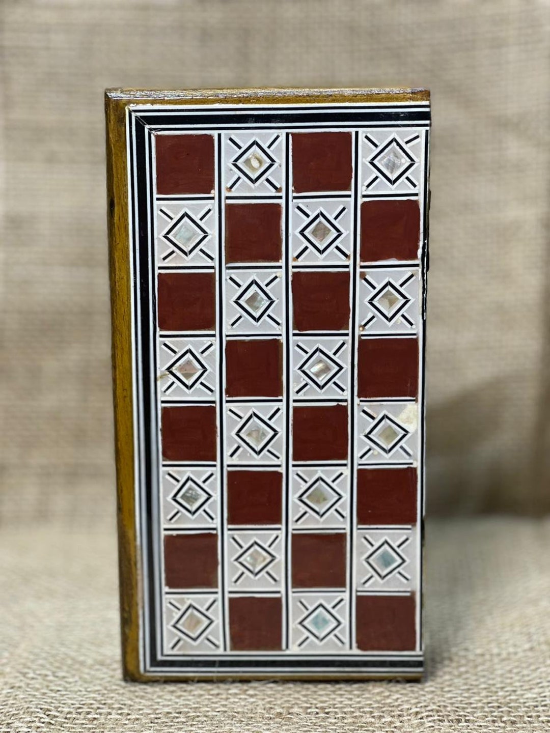 Mother of Pearl Travel Chess Set: Handmade Magnetic Pocket Chess (7x7 ...