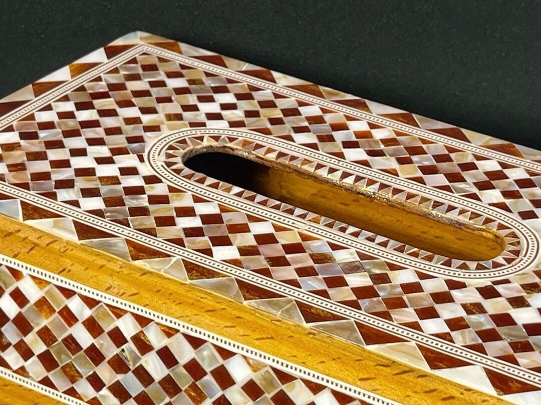 Minimalist Rustic Home Tissue Box, Mosaic Handmade Mother of Pearl ...