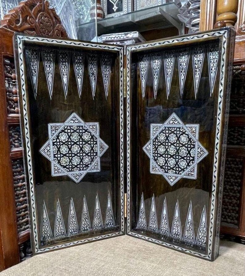 Luxury Arabesque Wooden Chess Set, Islamic Pattern Backgammon and ...