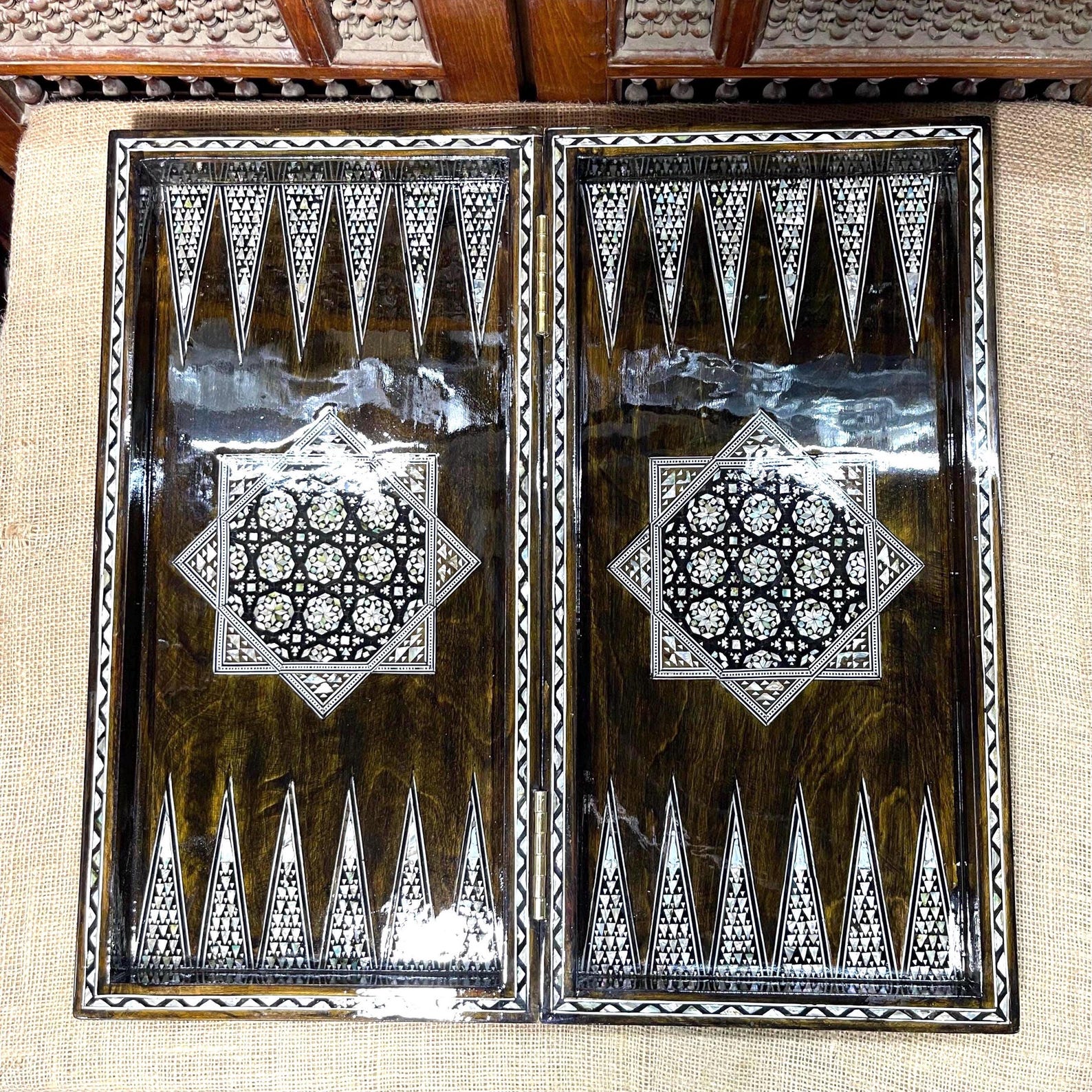 Luxury Arabesque Wooden Chess Set, Islamic Pattern Backgammon and ...