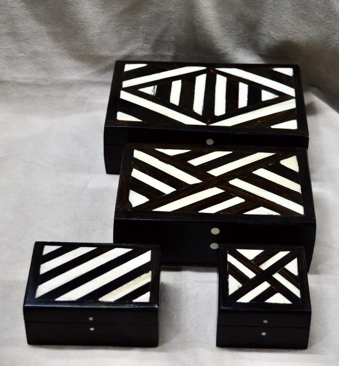 Handmade Black and White Camel Ebony Box Set, Wooden Jewelry Box ...