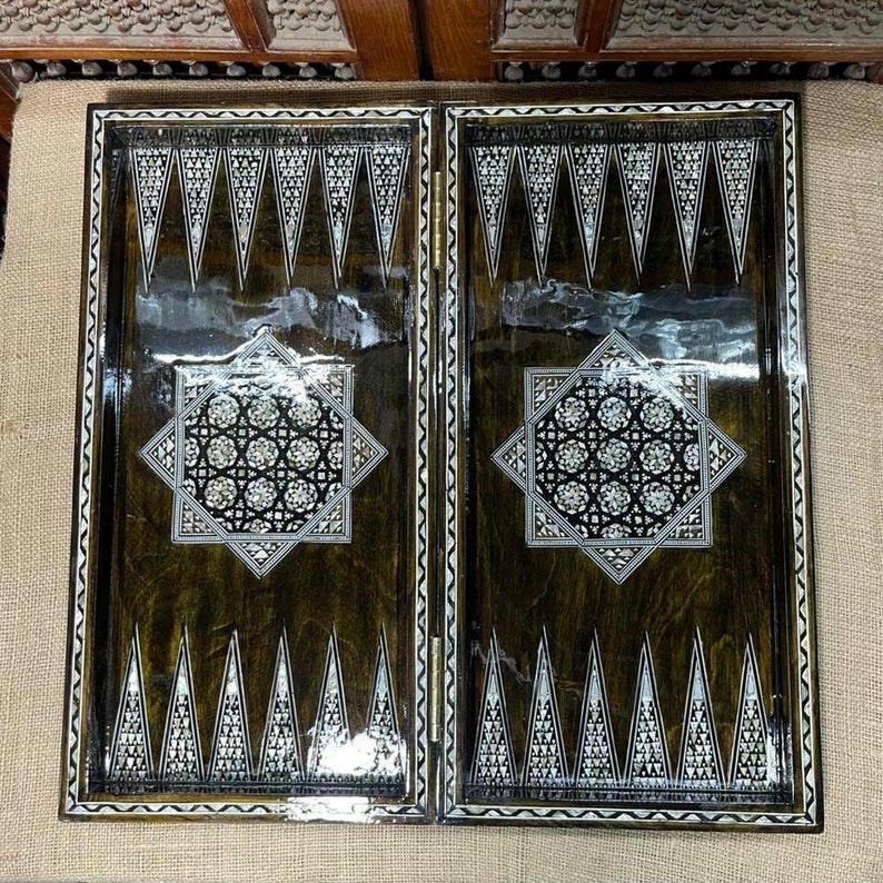 Luxury Arabesque Wooden Chess Set, Islamic Pattern Backgammon and ...