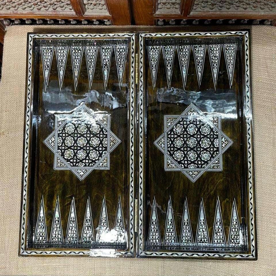 Luxury Arabesque Wooden Chess Set, Islamic Pattern Backgammon and ...