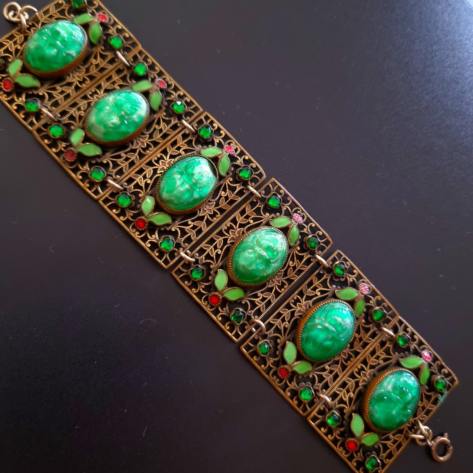 Max NEIGER Vintage Bracelet in Gold Metal, Enamel, Molded Glass - Etsy
