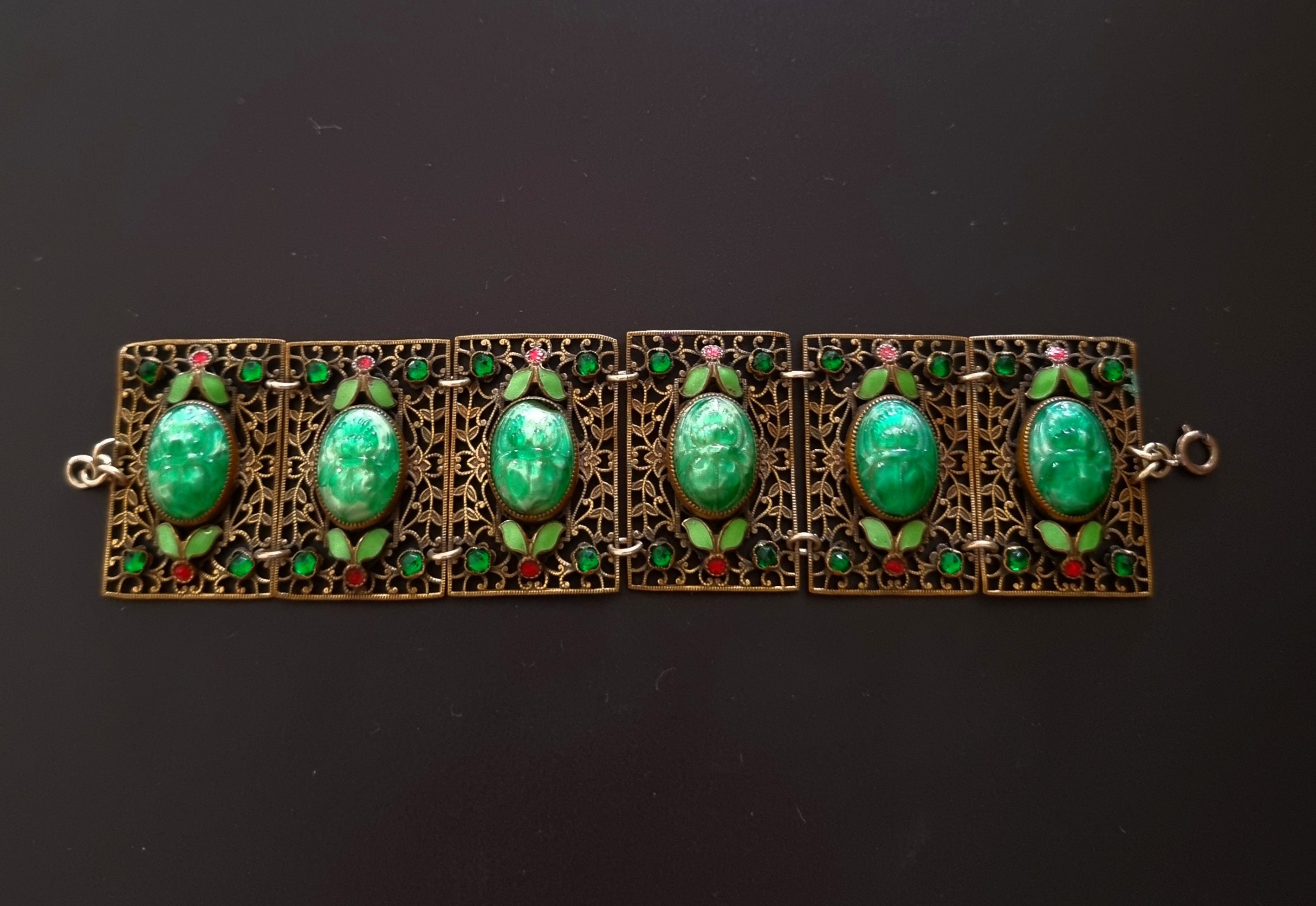Max NEIGER Vintage Bracelet in Gold Metal, Enamel, Molded Glass - Etsy