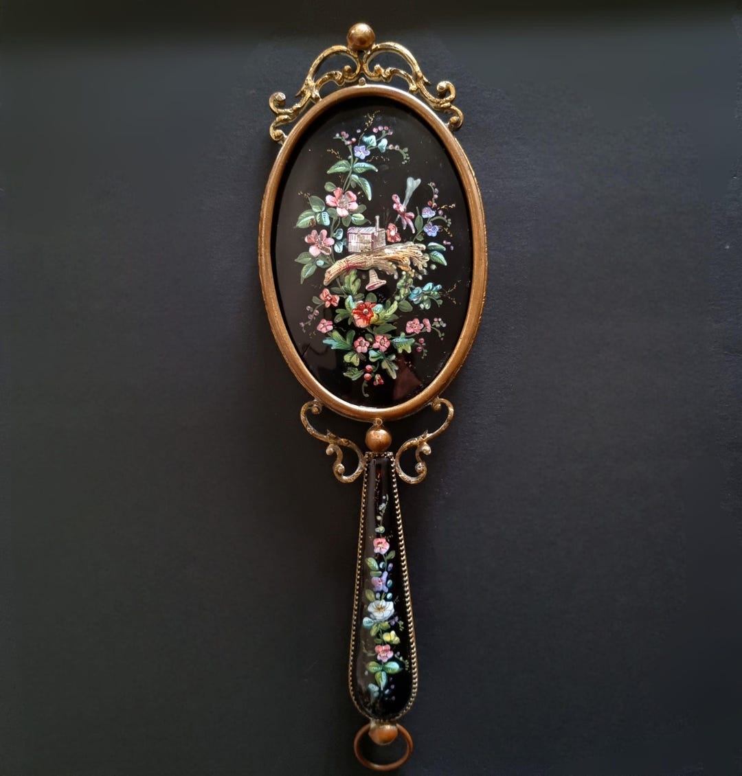 Rare! Old Antique Mirror 'face à Main' Early 19th Century in Gilded ...