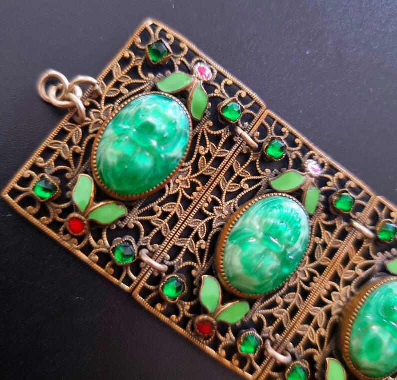 Max NEIGER Vintage Bracelet in Gold Metal, Enamel, Molded Glass - Etsy
