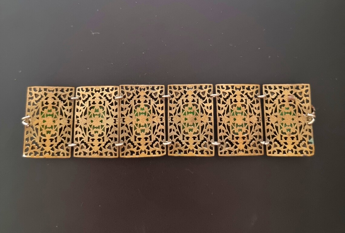 Max NEIGER Vintage Bracelet in Gold Metal, Enamel, Molded Glass - Etsy