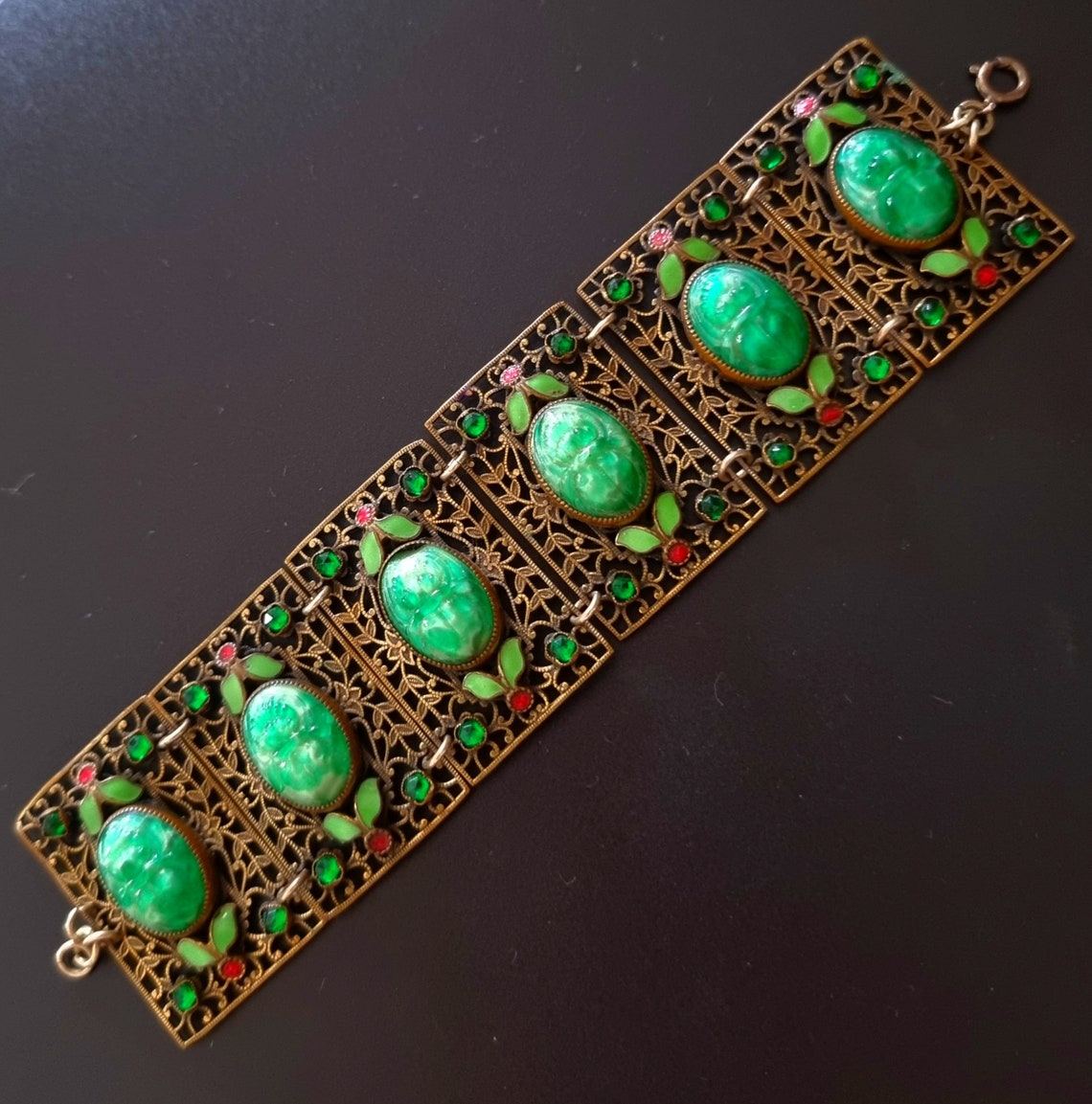 Max NEIGER Vintage Bracelet in Gold Metal, Enamel, Molded Glass - Etsy