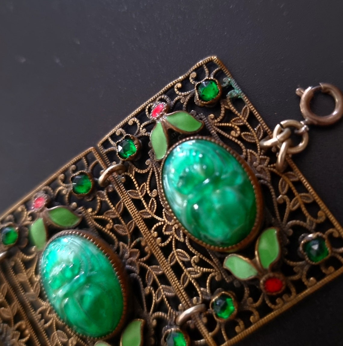 Max NEIGER Vintage Bracelet in Gold Metal, Enamel, Molded Glass - Etsy