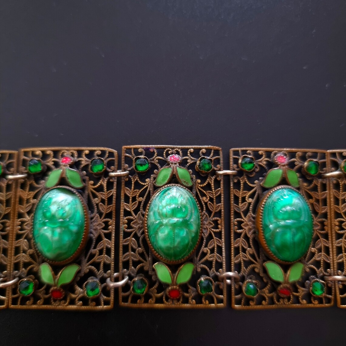 Max NEIGER Vintage Bracelet in Gold Metal, Enamel, Molded Glass - Etsy