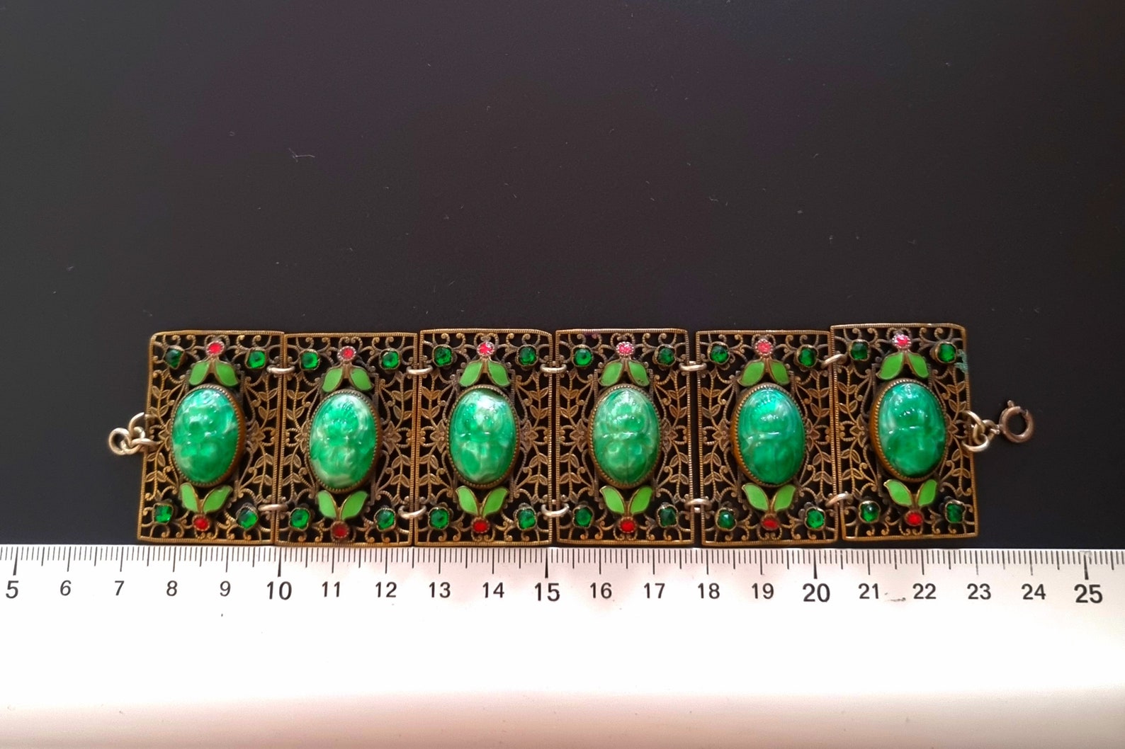 Max NEIGER Vintage Bracelet in Gold Metal, Enamel, Molded Glass - Etsy