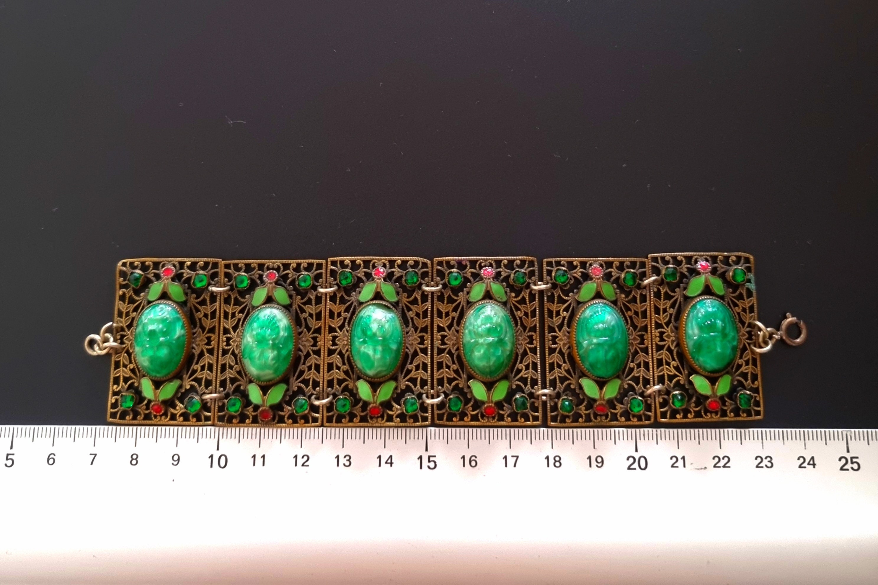 Max NEIGER Vintage Bracelet in Gold Metal, Enamel, Molded Glass - Etsy