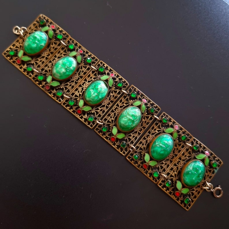 Max NEIGER Vintage Bracelet in Gold Metal, Enamel, Molded Glass - Etsy