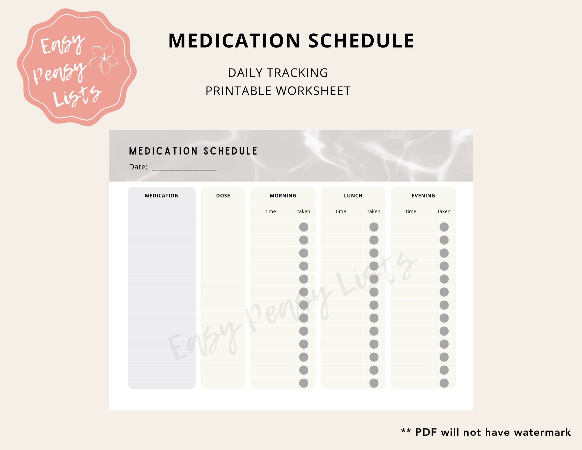 Medication Tracker, Daily Medication Log, Medication List, Medication ...