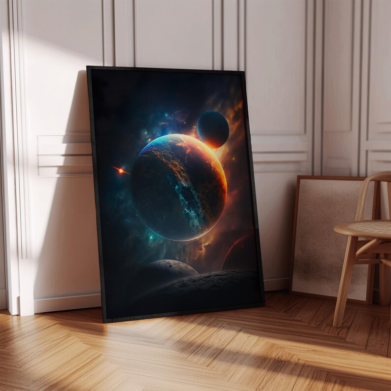 Space Planet Digital Print Sci-fi Wall Decor Modern Art Universe ...