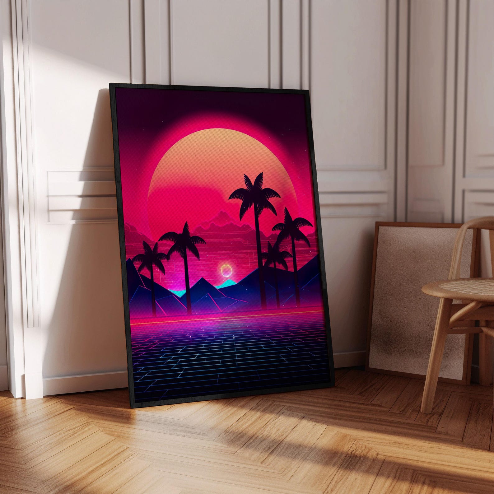 Retro Synthwave Sunset Wall Decor Digital Art Print Sci-fi Art High ...