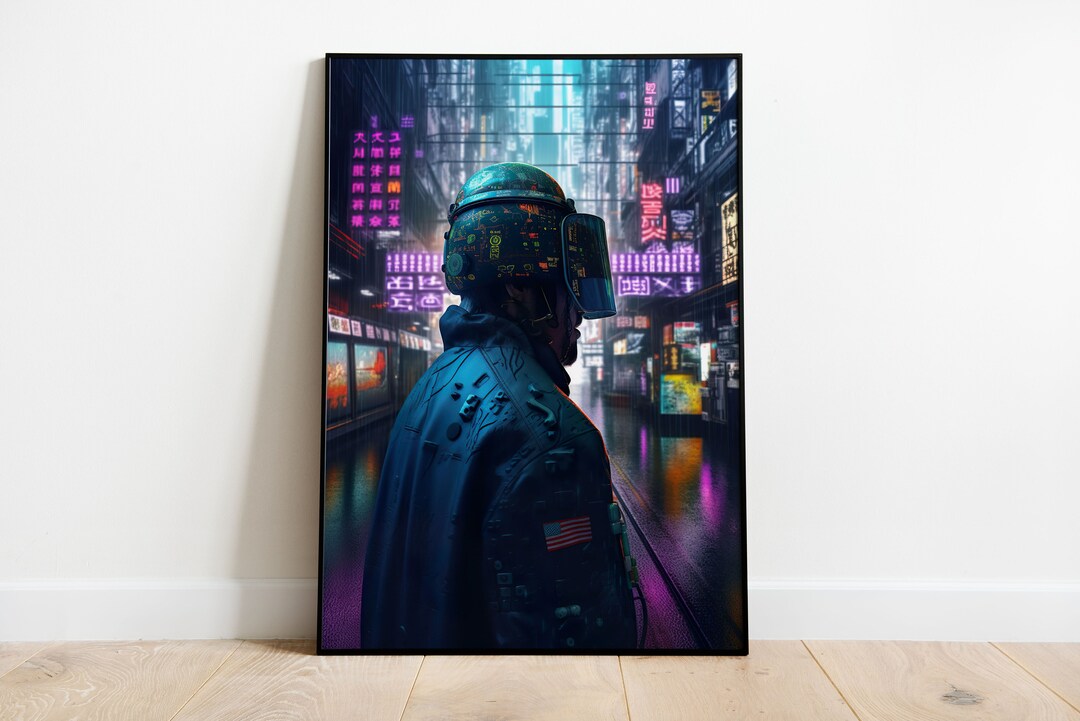 Cyberpunk Soldier Wall Decor Digital Art Print Sci-fi Art High ...
