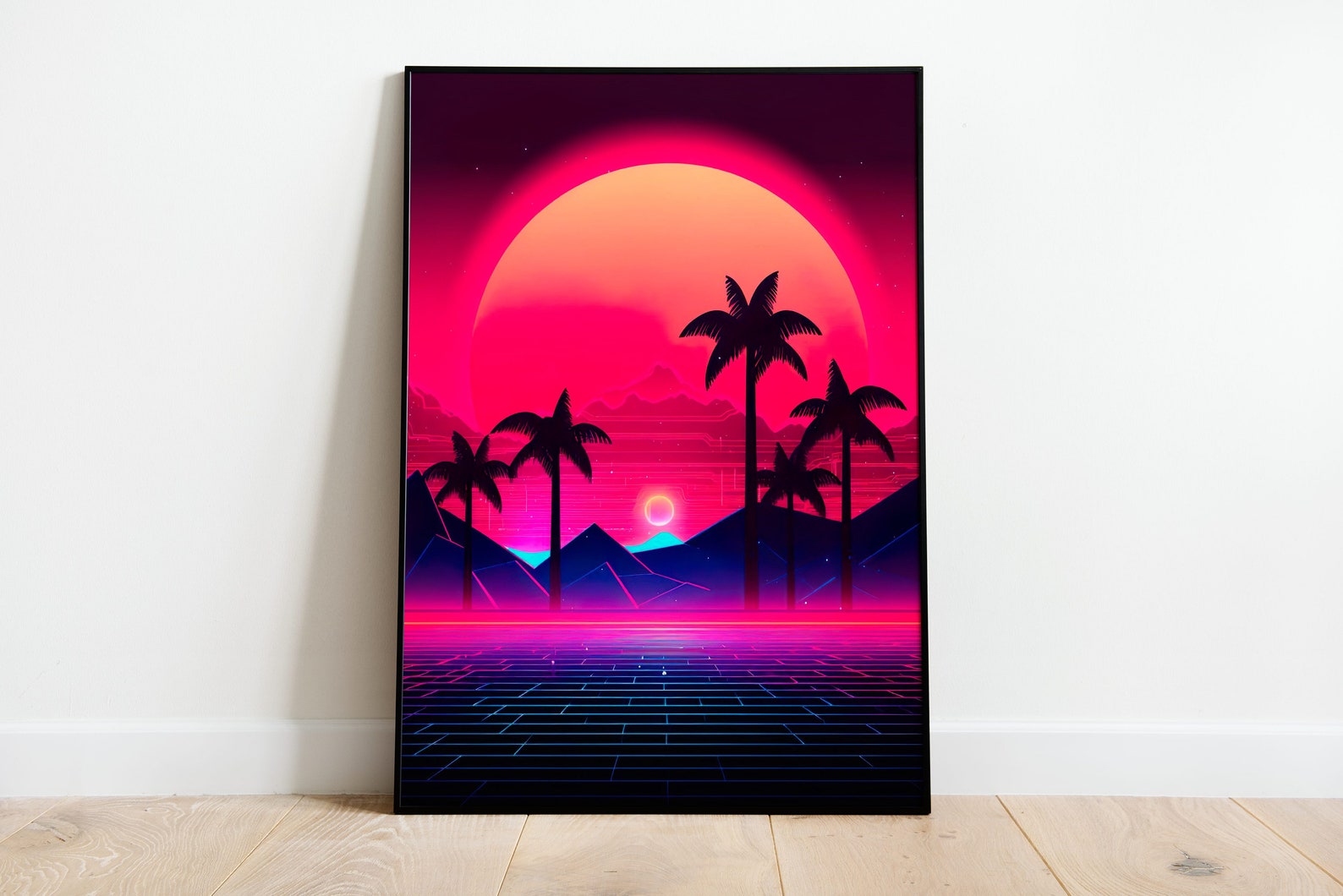 Retro Synthwave Sunset Wall Decor Digital Art Print Sci-fi Art High ...