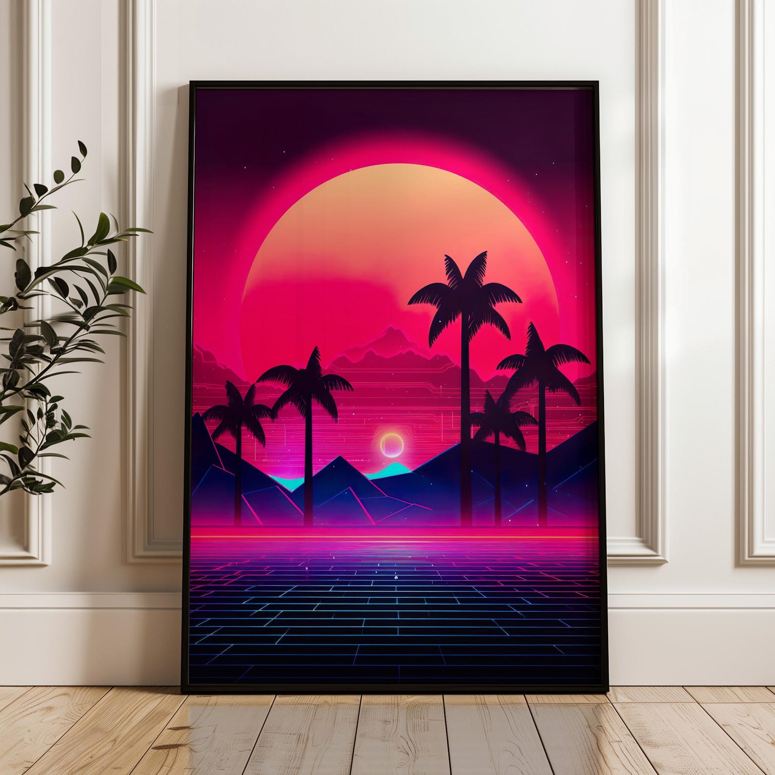 Retro Synthwave Sunset Wall Decor Digital Art Print Sci-fi Art High ...