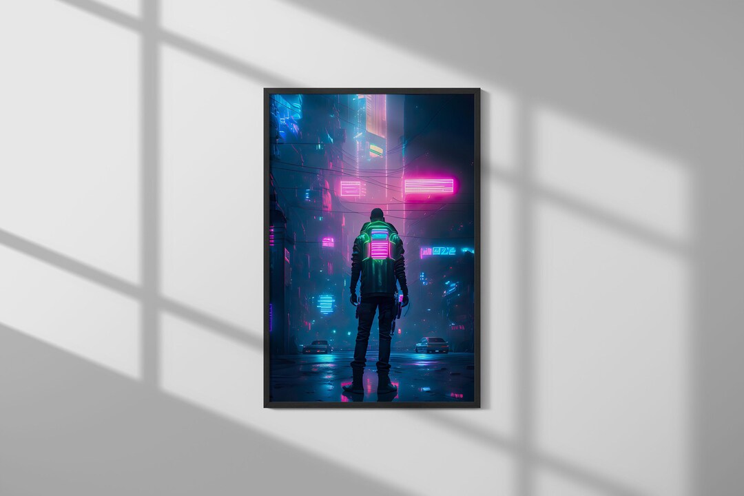 Wall Art Cyberpunk City Cyberpunk Style Futuristic Painting Neon ...