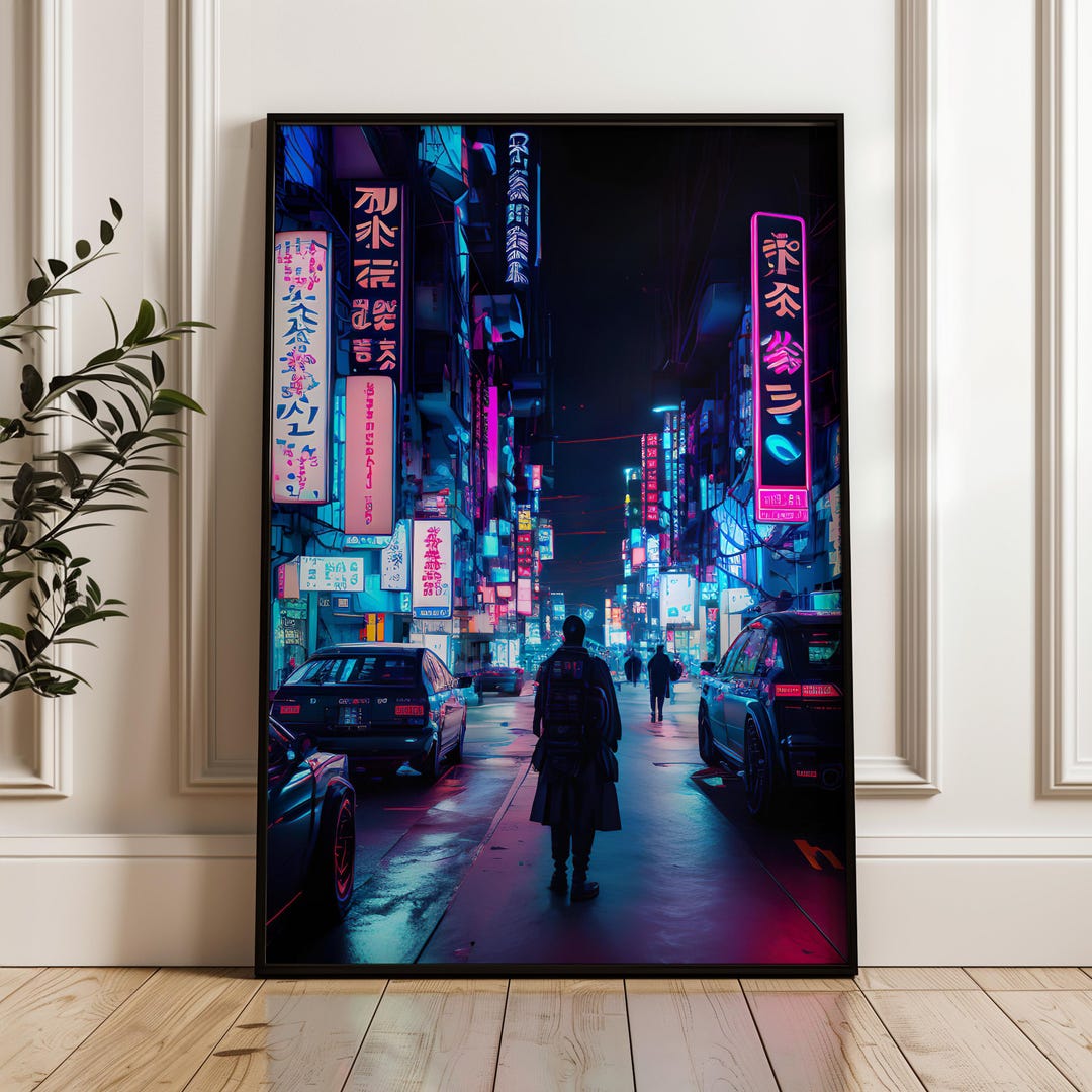 Cyberpunk City Scene Wall Decor Digital Art Print Sci-fi Art High ...