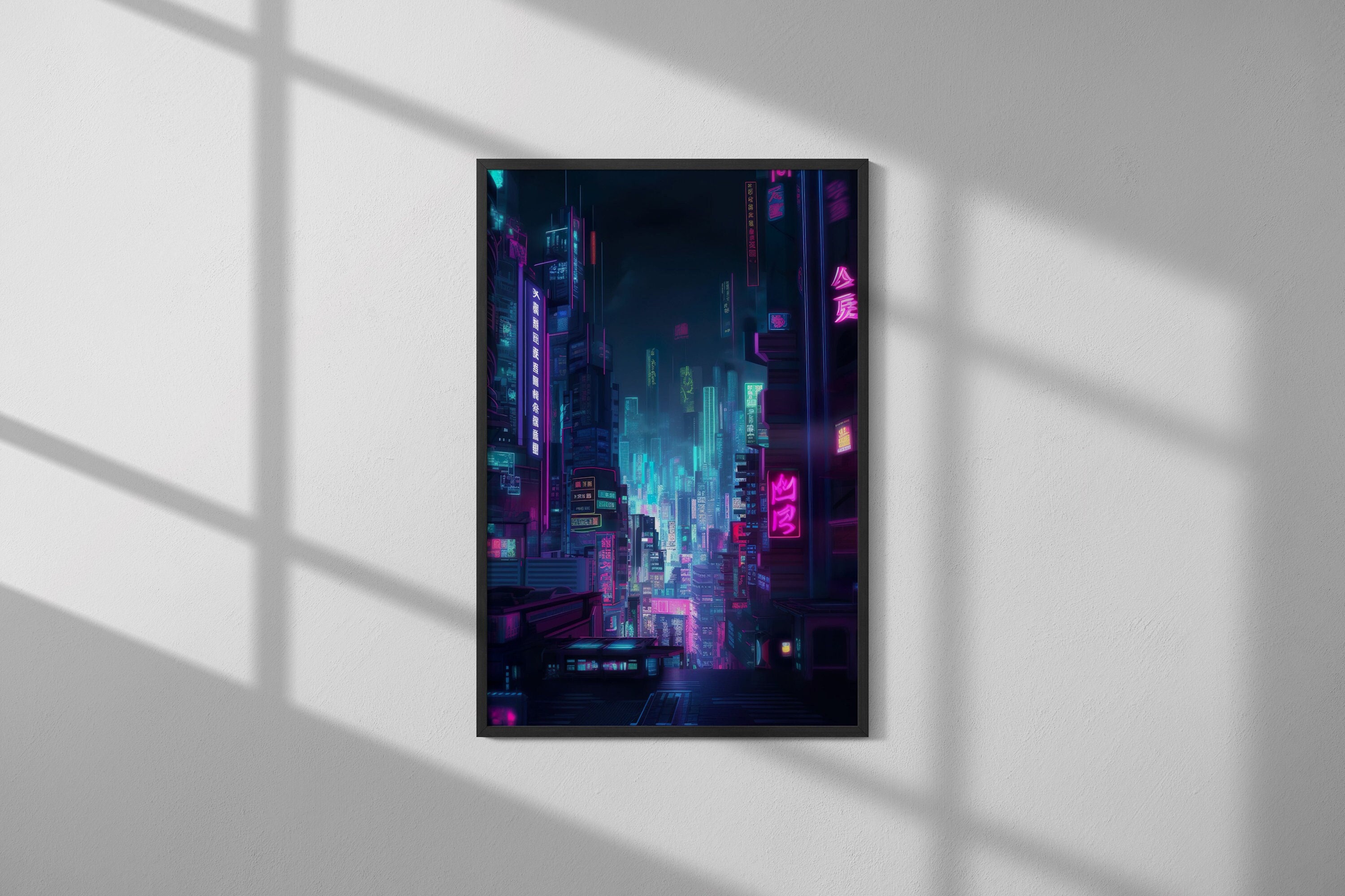 Cyberpunk City Night Scene Wall Decor Digital Art Print Sci-fi Art High ...