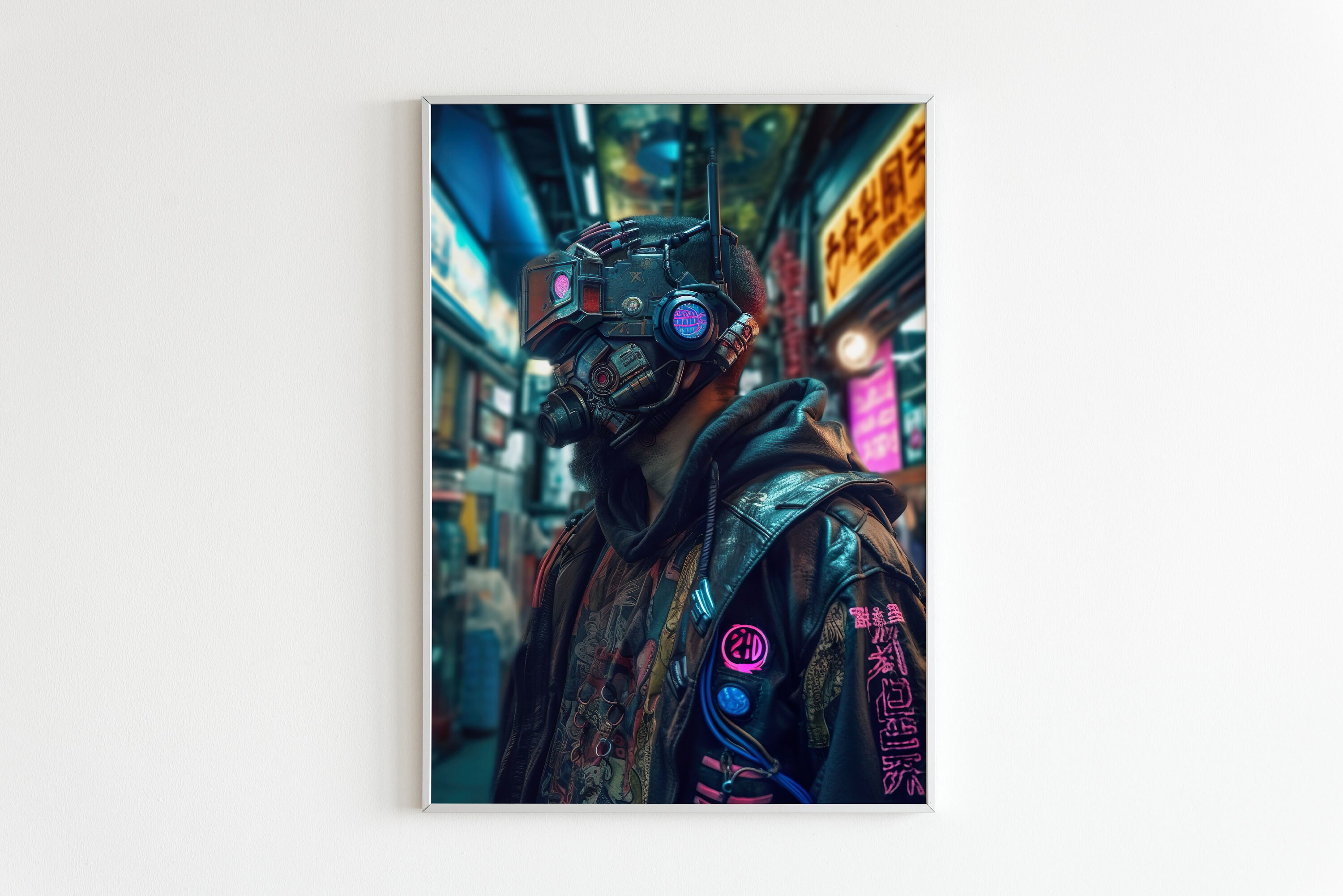 Wall Art Cyberpunk City Cyberpunk Style Futuristic Painting Neon ...