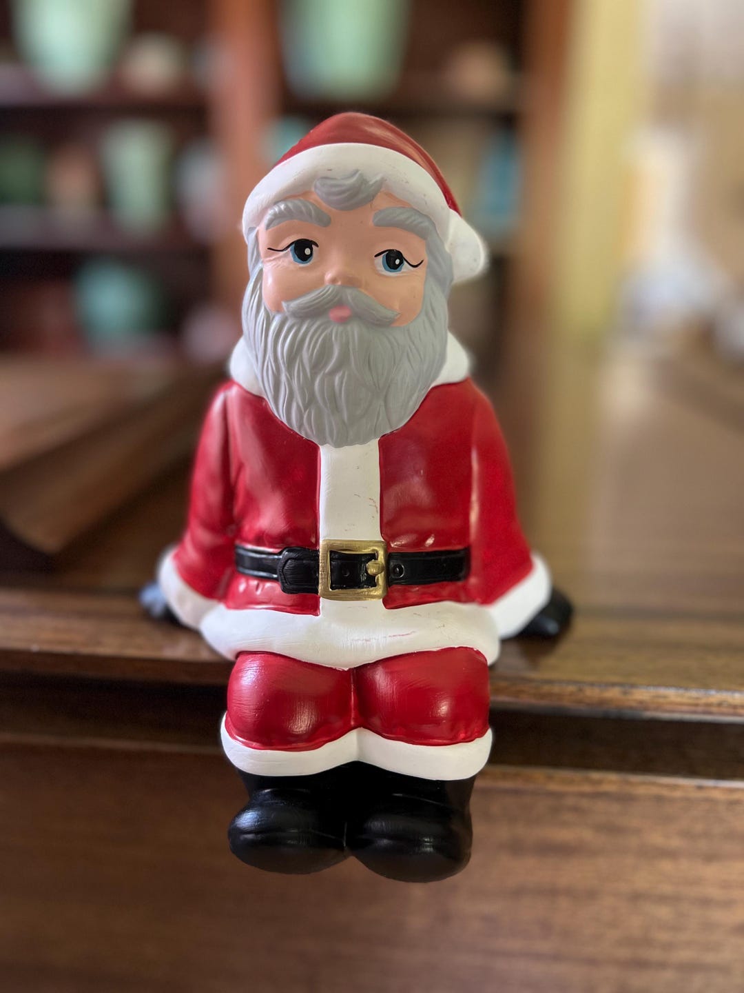 Santa Clause Ceramic Shelf Sitter- Nicely Hand Painted - Eyes Are Very ...