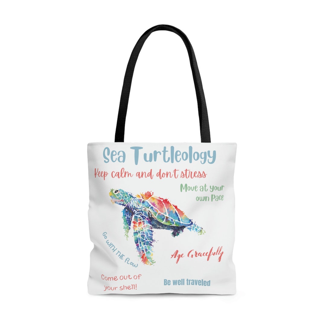 Turtleology Large Tote Bag, Sea Turtle Tote Bag, Turtle Tote Bag ...