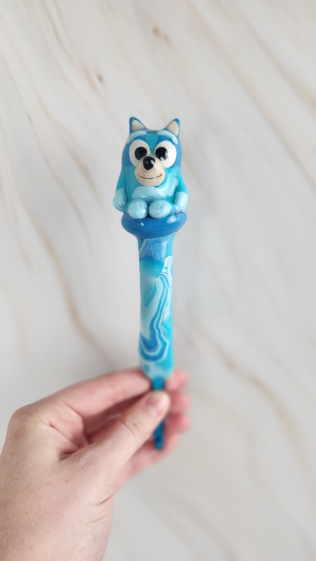 Bluey Dog Handsculpted Clay Crochet Hook Made to Order - Etsy