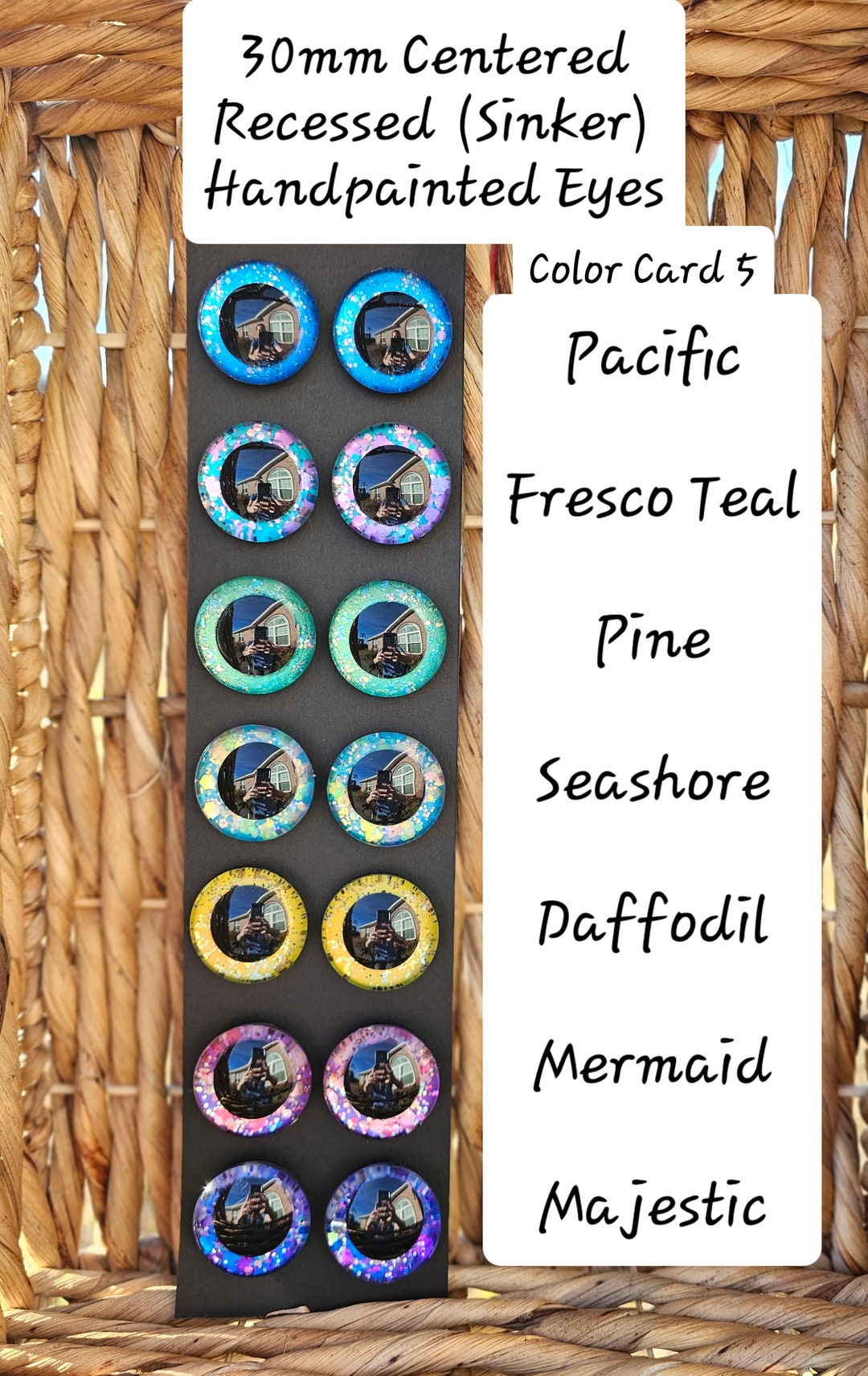 Handpainted Glitter Centered Sinker Recesssed Safety Eyes 37 Color ...